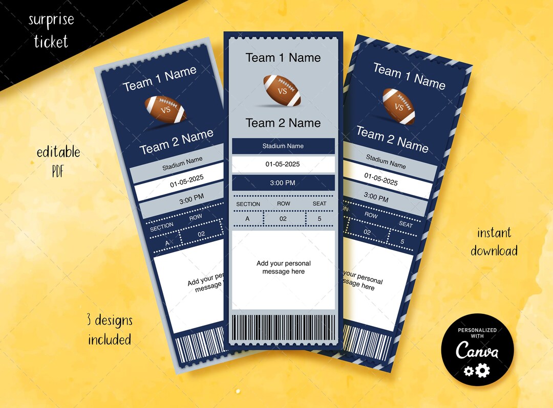 Printable Dallas Colors Surprise Ticket, Editable Surprise Ticket, Faux ...