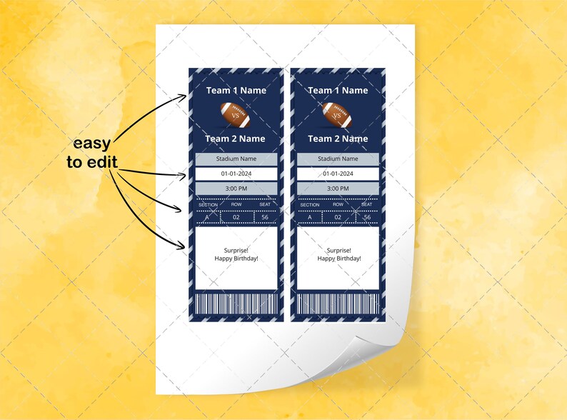 Printable Dallas Colors Surprise Ticket, Editable Surprise Ticket, Faux ...