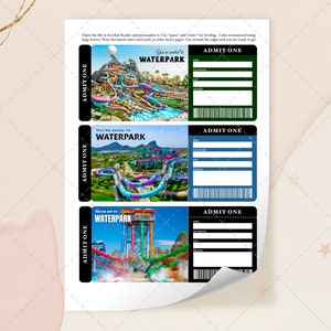 Waterpark Printable Ticket Template, Gift Voucher, Surprise Reveal ...