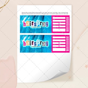 Printable Hairspray Ticket, Editable Broadway Surprise Musical Theatre ...
