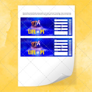Printable LIFE OF PI Musical Ticket, Editable Broadway Surprise Musical ...