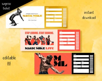 Printable Magic Mike LIVE Broadway Surprise Ticket, Magic Mike Musical ...