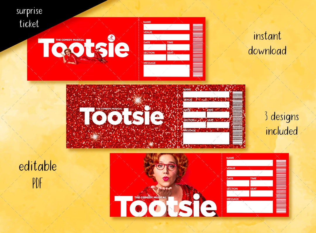 Printable Tootsie Ticket, Editable Broadway Surprise Musical Theatre, Faux Tickets - Etsy