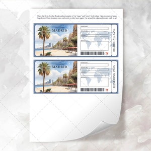 Editable MADRID Boarding Pass Template, Printable Airline Ticket ...