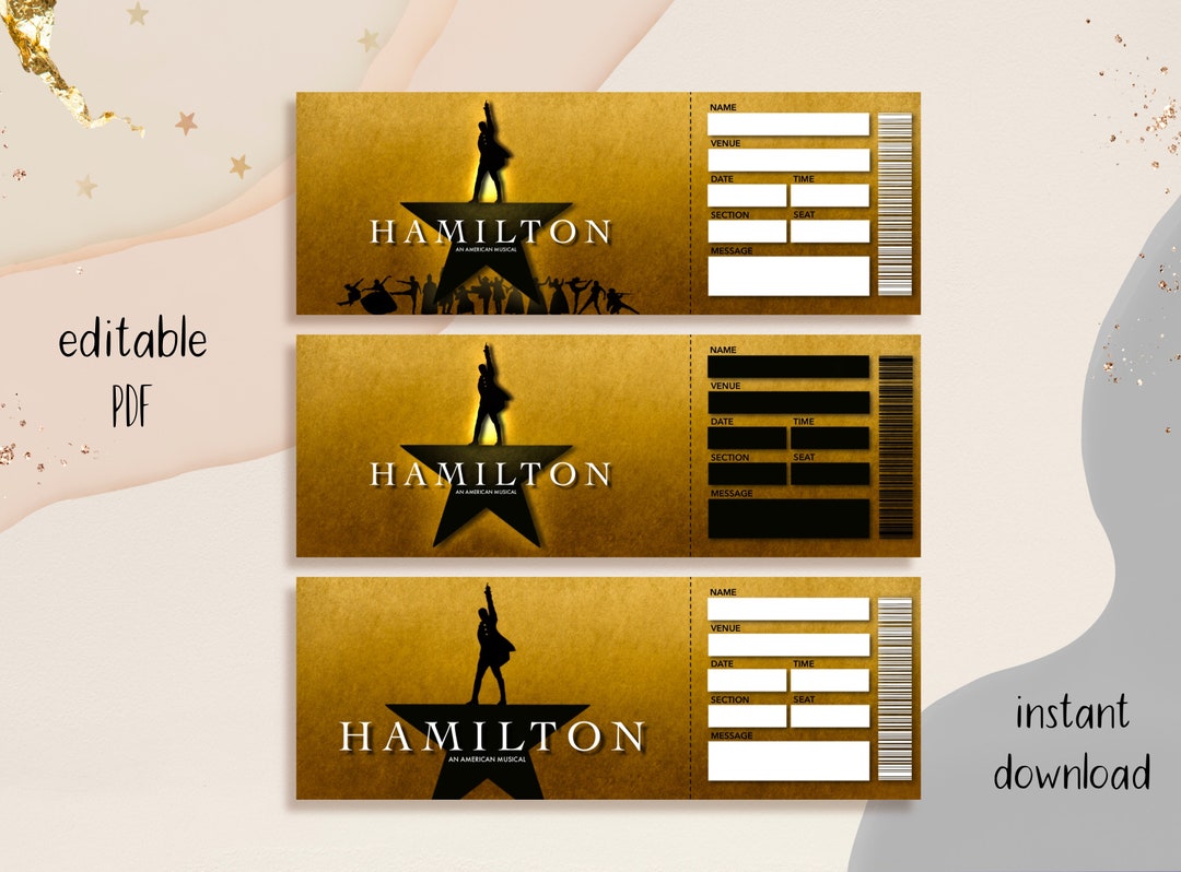 Editable Hamilton Surprise Ticket, Printable Broadway Musical Ticket ...