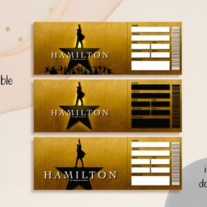 Editable Hamilton Surprise Ticket, Printable Broadway Musical Ticket ...