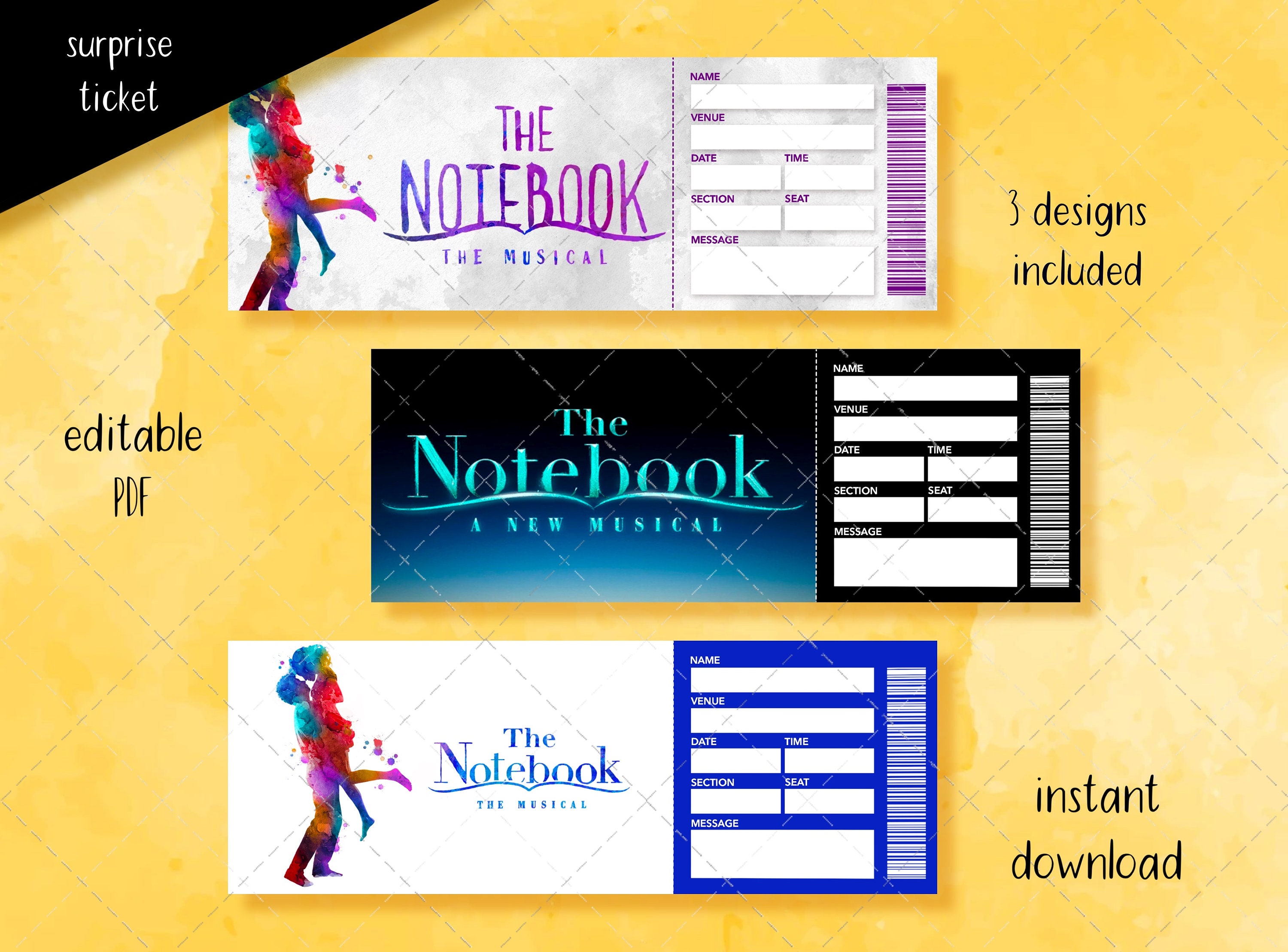 Printable the Notebook Broadway Surprise Ticket, Birthday Event ...