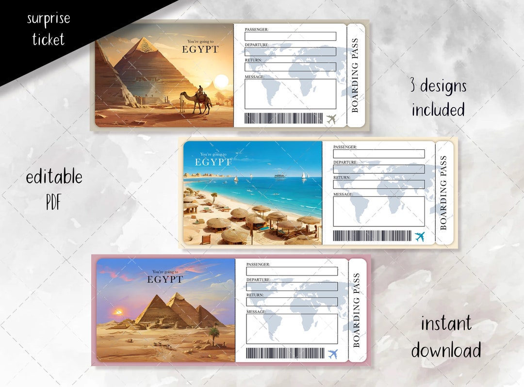 Printable EGYPT Trip Ticket, Boarding Pass, Surprise Gift, Trip Ticket ...