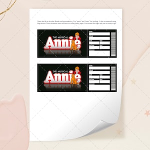 Printable Annie Musical Ticket, Editable Broadway Surprise Musical ...