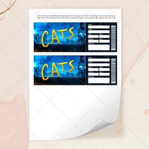 Printable CATS Musical Ticket, Editable Musical Theatre Faux Event ...