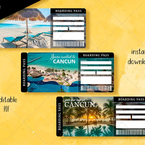 Cancun Boarding Pass - Etsy