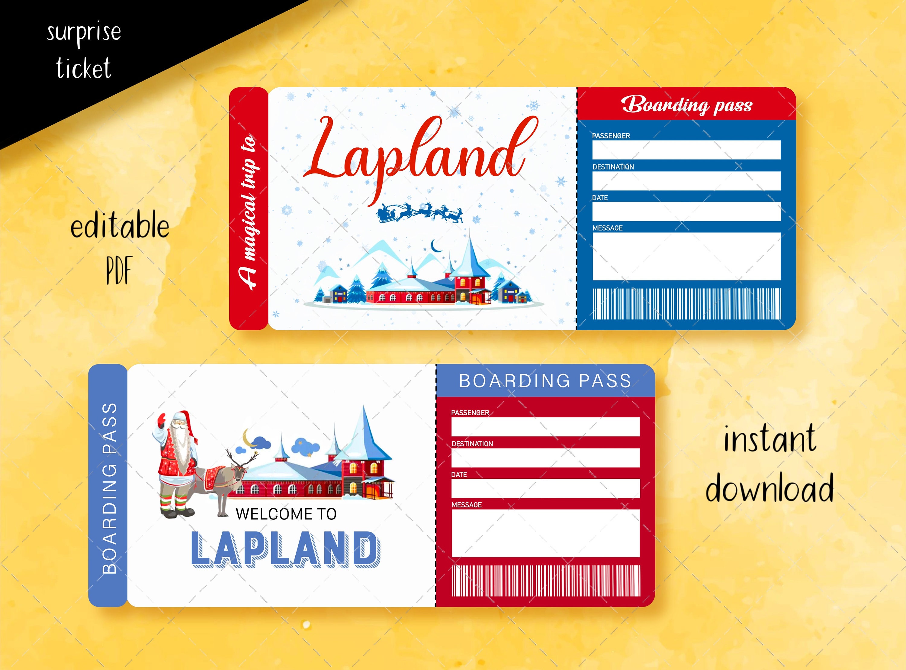 LAPLAND Ticket, Printable Surprise Ticket, Vacation Trip Gift Ticket ...