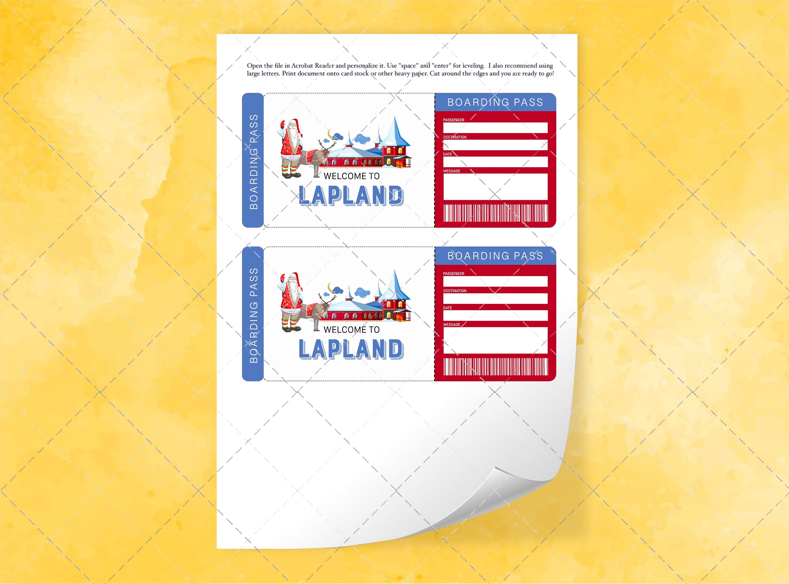 LAPLAND Ticket, Printable Surprise Ticket, Vacation Trip Gift Ticket ...