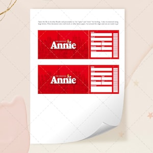 Printable Annie Musical Ticket, Editable Broadway Surprise Musical ...