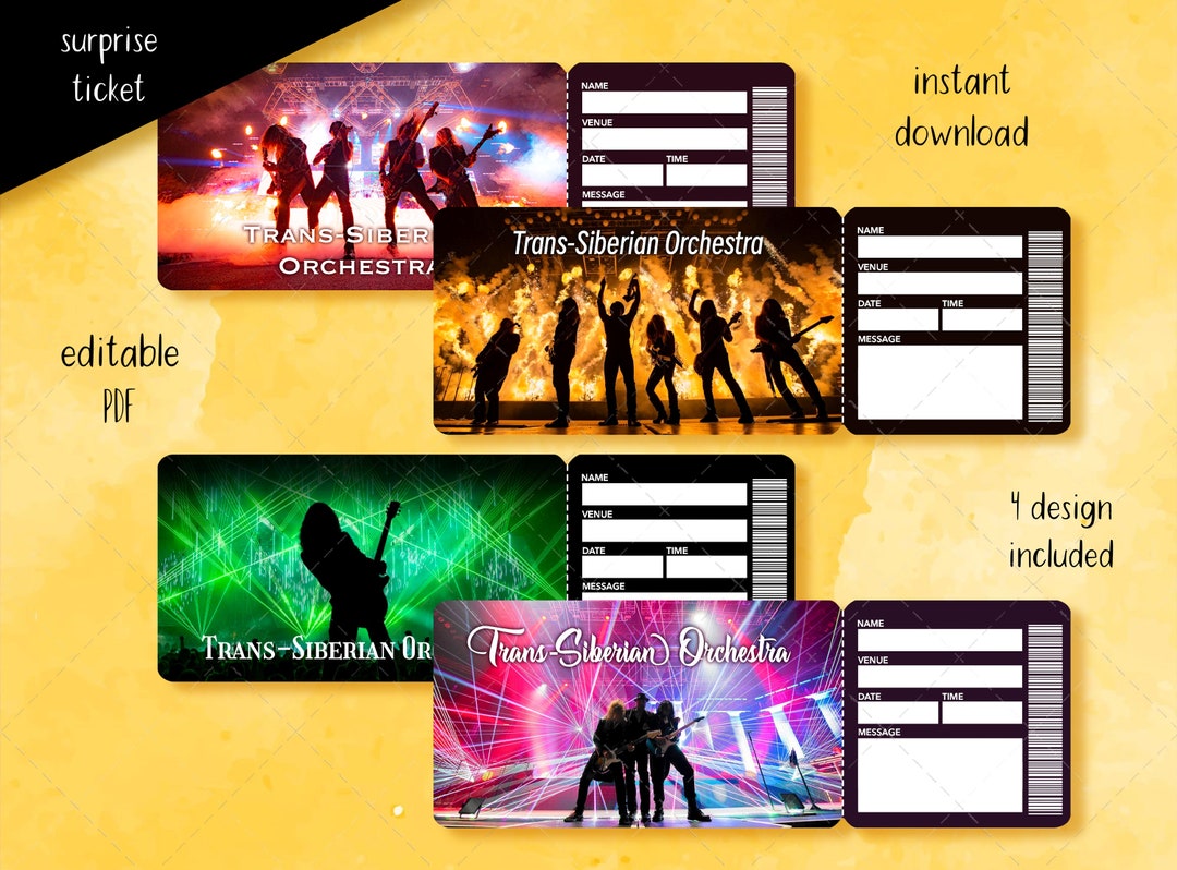 Printable Trans Siberian Orchestra Ticket, Editable Surprise Event ...
