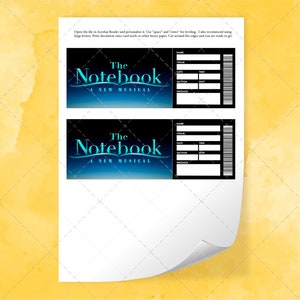 Printable the Notebook Broadway Surprise Ticket, Birthday Event ...