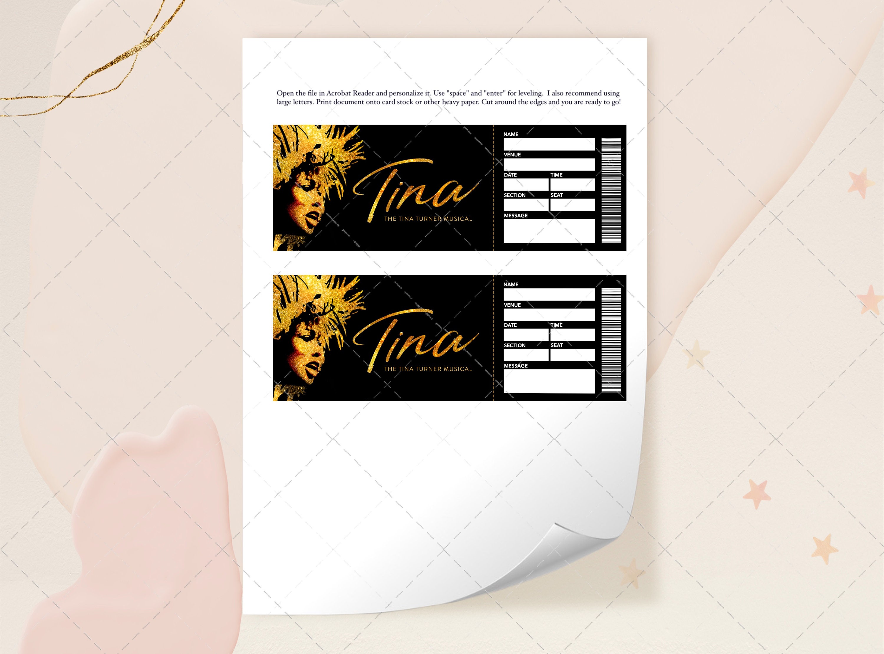 TINA Printable Broadway Surprise Ticket, TINA the Musical Collectible ...