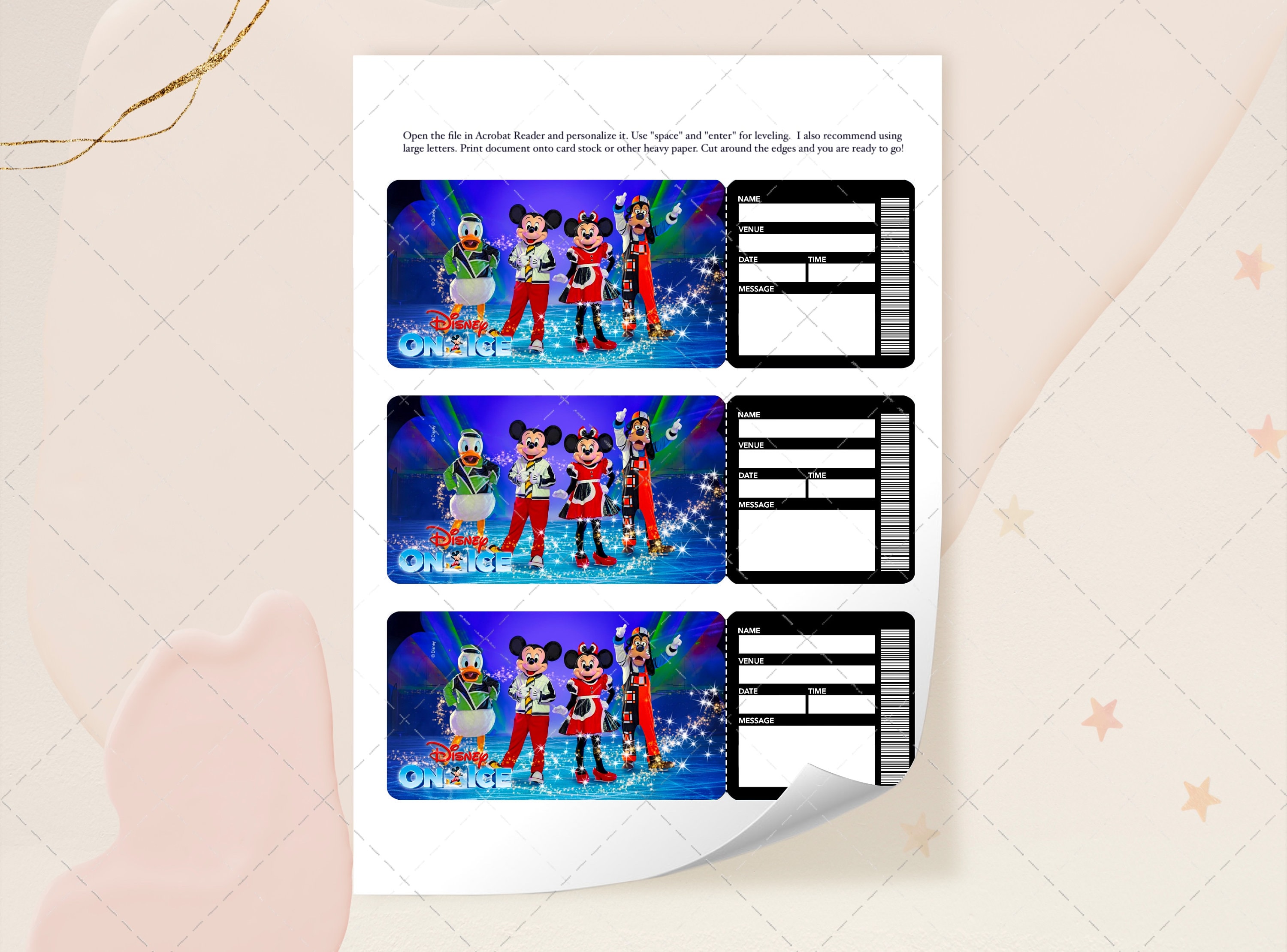 Printable ON ICE Show Ticket, Surprise Christmas Reveal Tickets ...