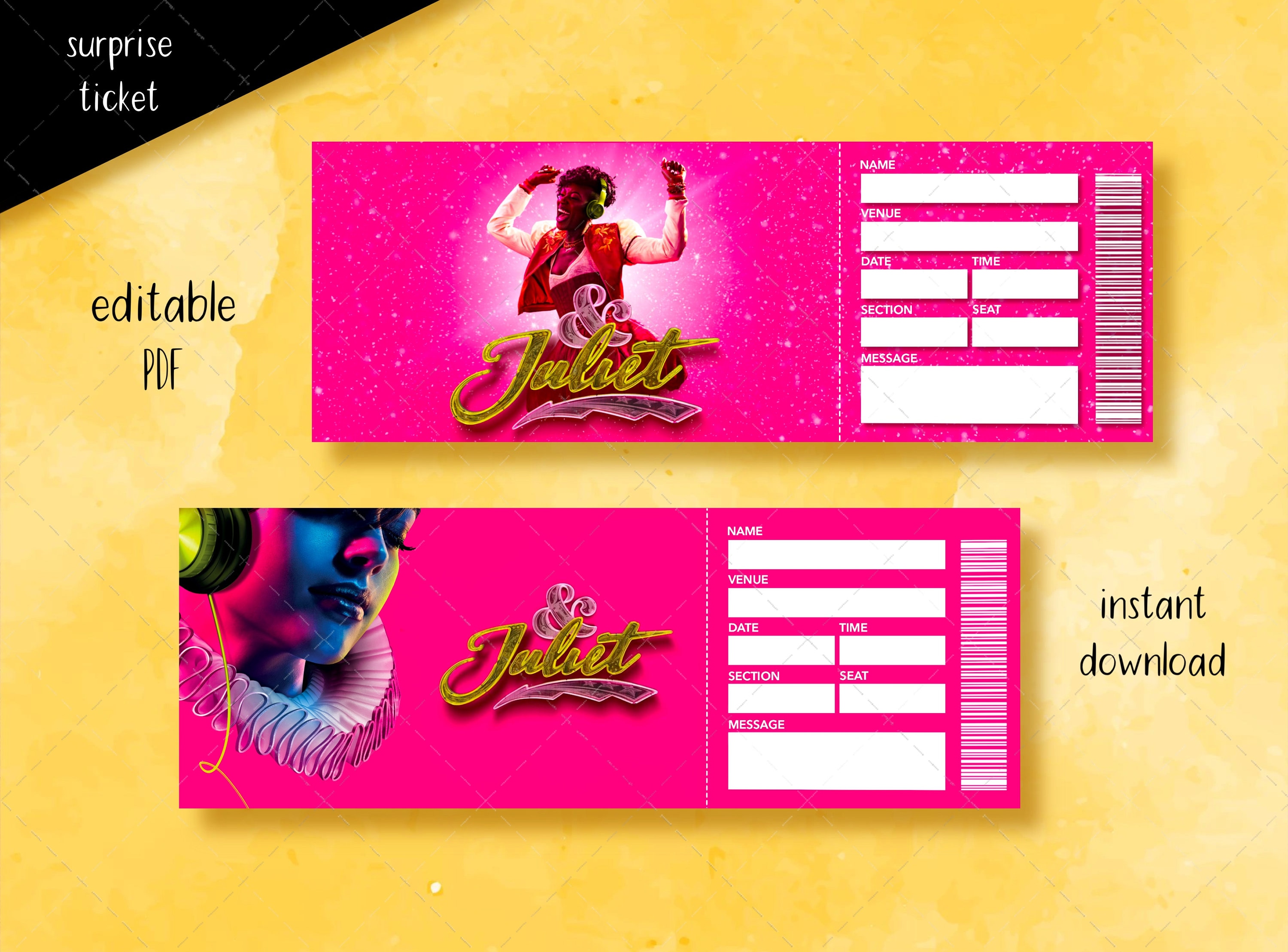 Printable Juliet Musical Surprise Ticket Editable Broadway - Etsy Australia