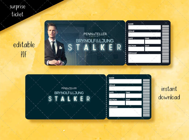 Printable STALKER Musical Ticket, Editable Broadway Surprise Musical ...