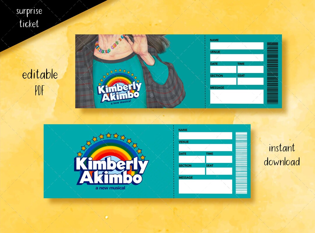 Printable Kimberly Akimbo Musical Ticket, Editable Broadway Surprise ...