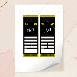 Printable CATS Surprise Ticket, Musical Collectible Theater Ticket ...