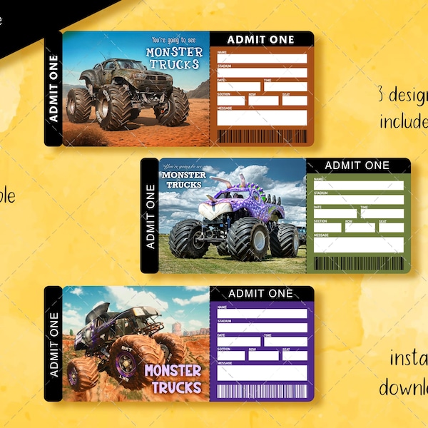 Printable Monster Jam Ticket - Etsy
