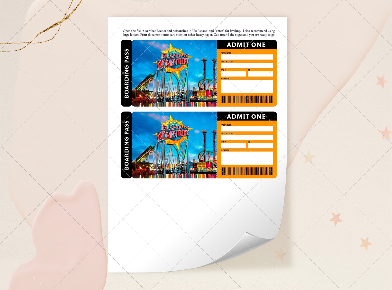 UNIVERSAL STUDIOS Surprise Printable Trip Ticket, Universal Gift Ticket ...