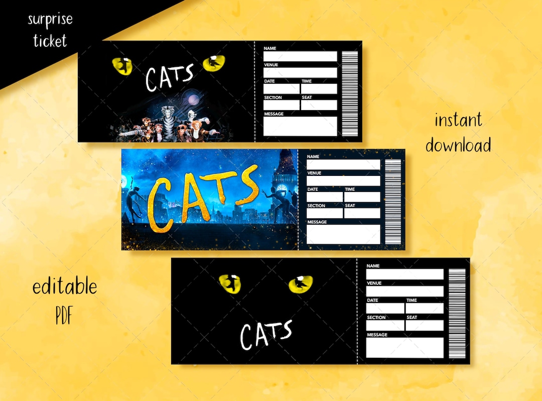 Printable CATS Musical Ticket, Editable Musical Theatre Faux Event ...