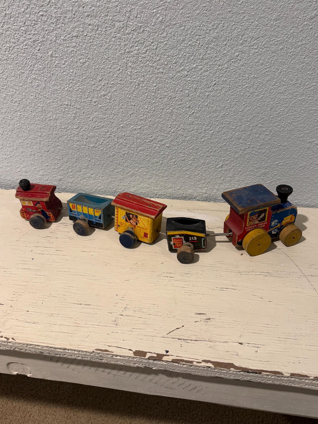 Old 1950s Fisher Price Choo Choo Train Toy, Wooden Toddler Pull Toy ...