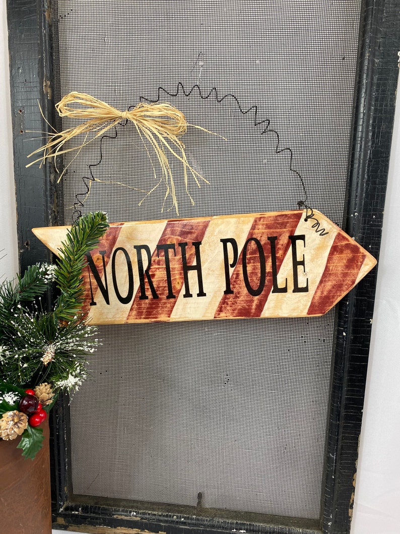 Christmas Front Door Decor, North Pole Sign, Wood Christmas Decor ...