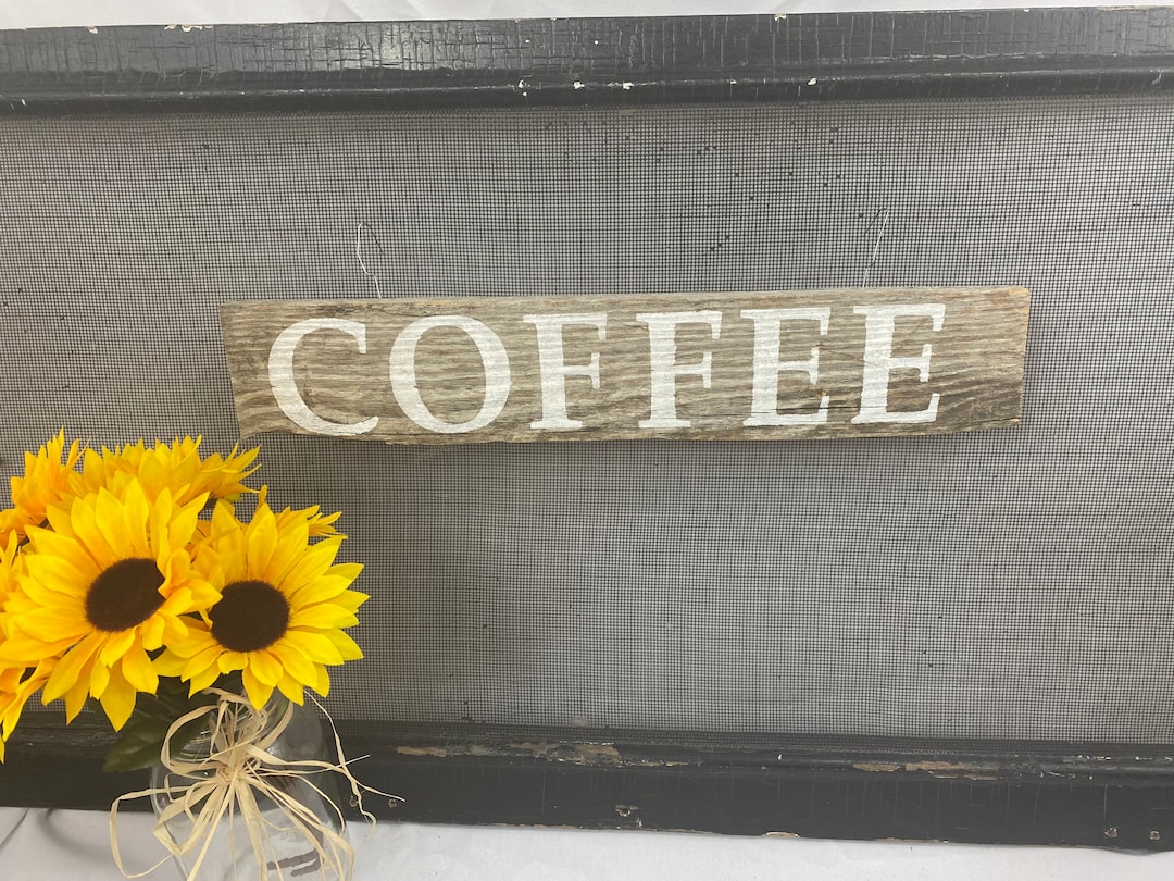 Rustic Coffee Barnwood Sign, Coffee Station Wooden Sign, Reclaimed Wood ...