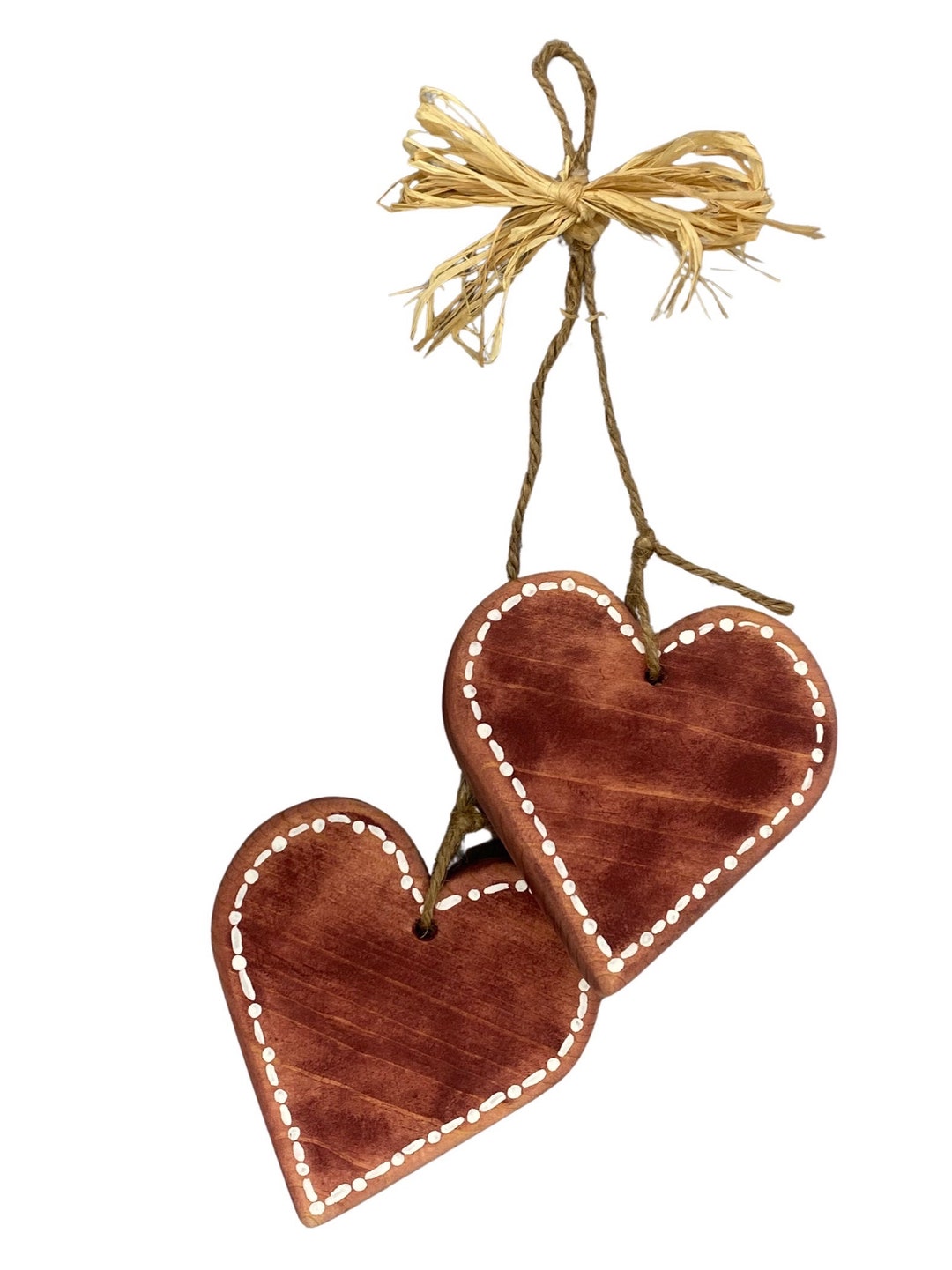 Rustic Wood Hanging Heart Decoration, Primitive Valentine Decor ...