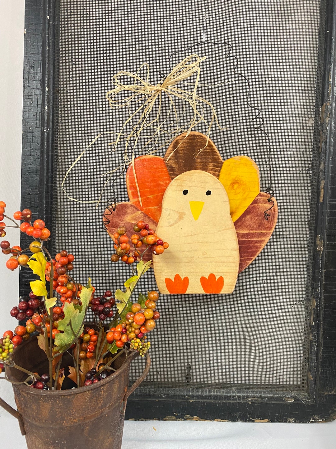 Turkey Door Hanger,wooden Turkey Sign,rustic Thanksgiving Decor,rustic ...