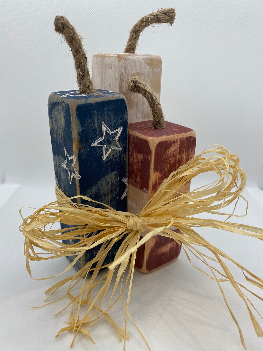 Rustic 4th of July Decor, Wood Firecracker Decor, Primitive Americana ...