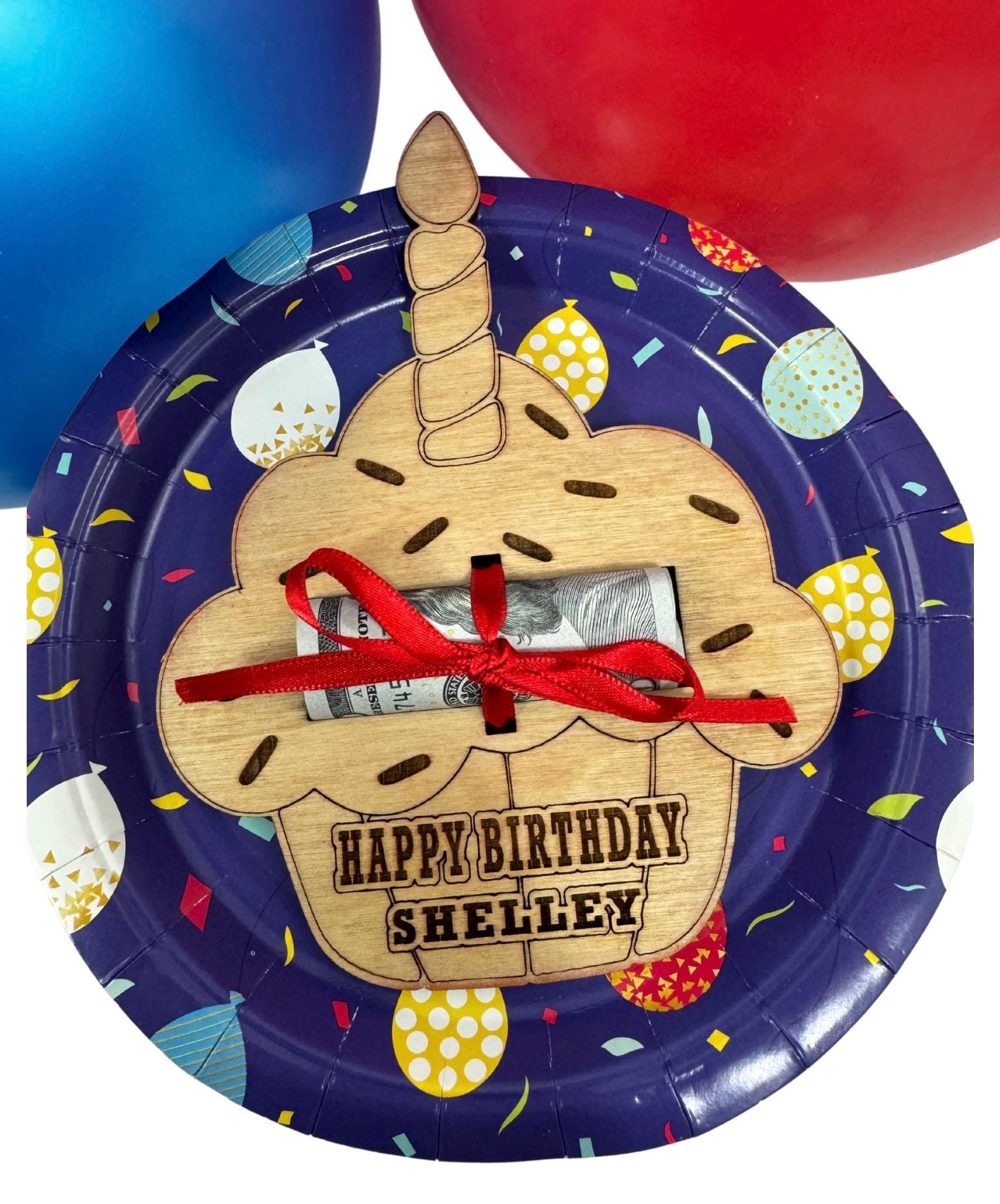 Birthday Personalized Money Holder, Birthday Cash Card, Cupcake Money ...