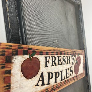 Rustic Wood Apple Sign, Primitive Apple Sign Decor, Apple Wall Hanging ...
