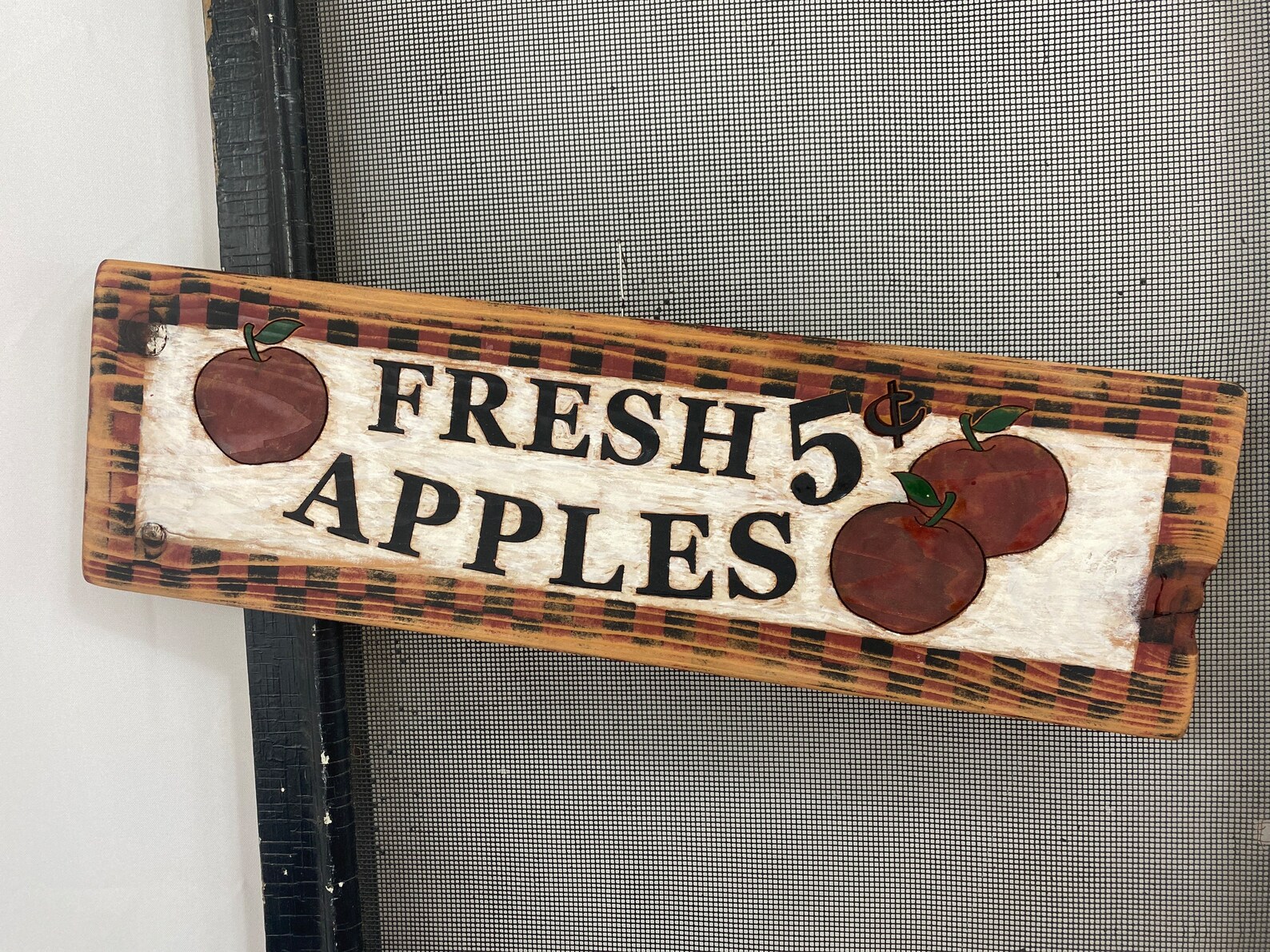 Rustic Wood Apple Sign, Primitive Apple Sign Decor, Apple Wall Hanging ...