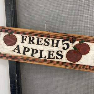 Rustic Wood Apple Sign, Primitive Apple Sign Decor, Apple Wall Hanging ...