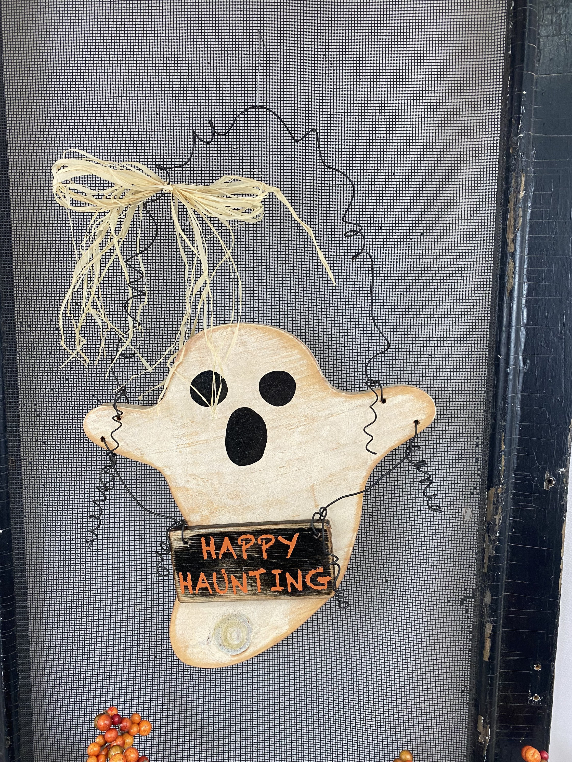 Rustic Halloween Door Sign, Halloween Door Hanger Ghost, Ghost Door ...