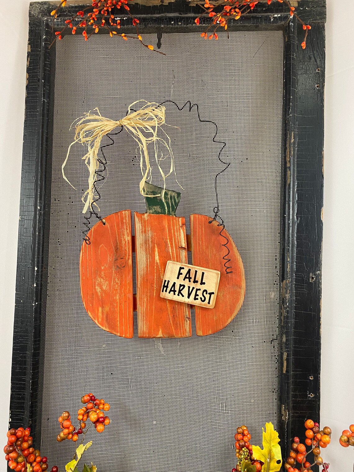 Pumpkin Fall Door Hanger, Farmhouse Pumpkin Decor, Fall Harvest Sign ...