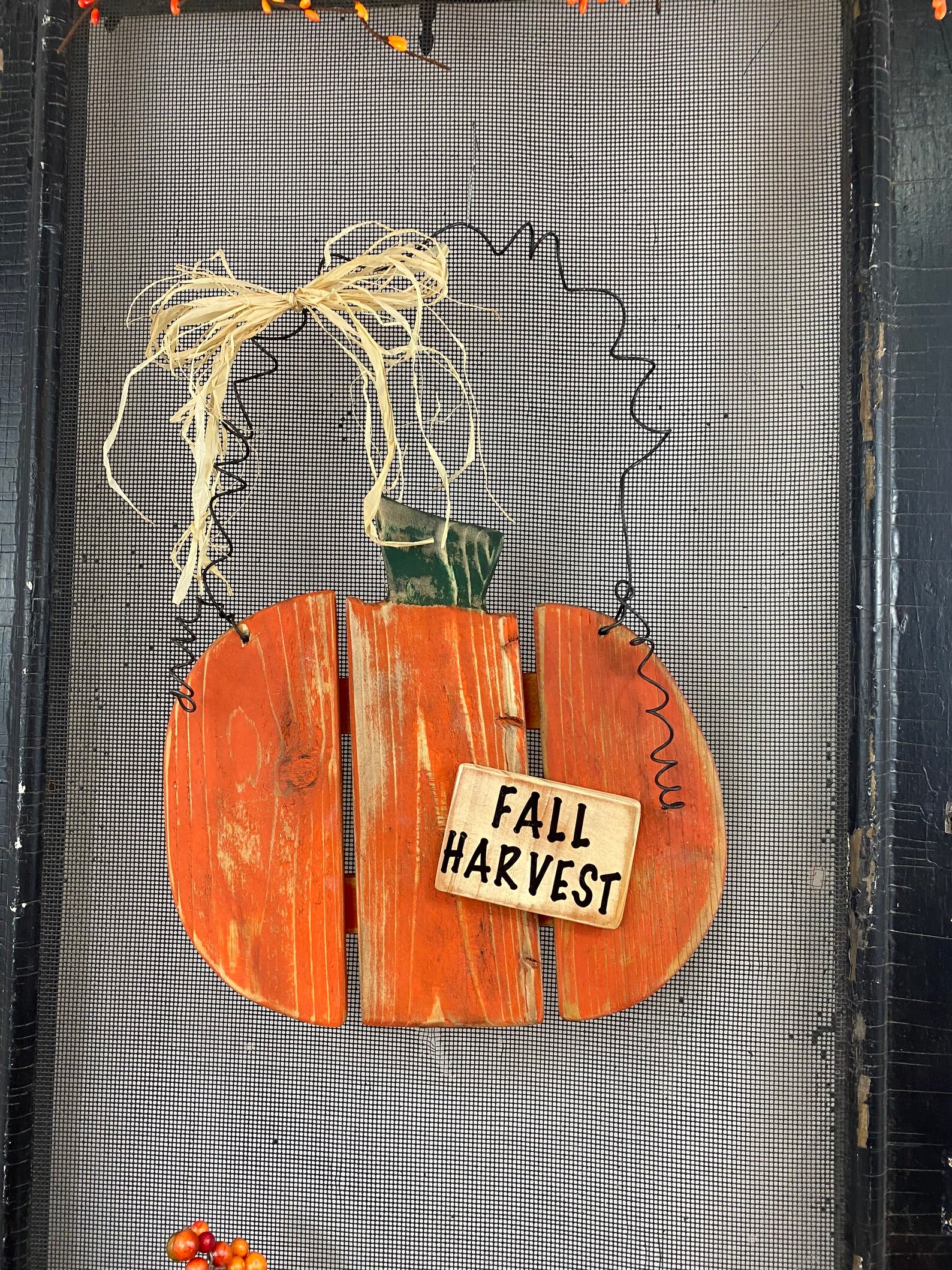 Pumpkin Fall Door Hanger, Farmhouse Pumpkin Decor, Fall Harvest Sign ...