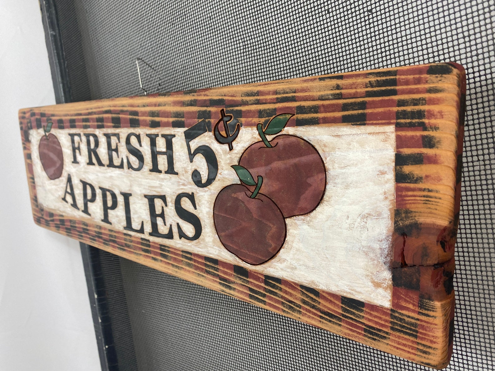 Rustic Wood Apple Sign, Primitive Apple Sign Decor, Apple Wall Hanging ...