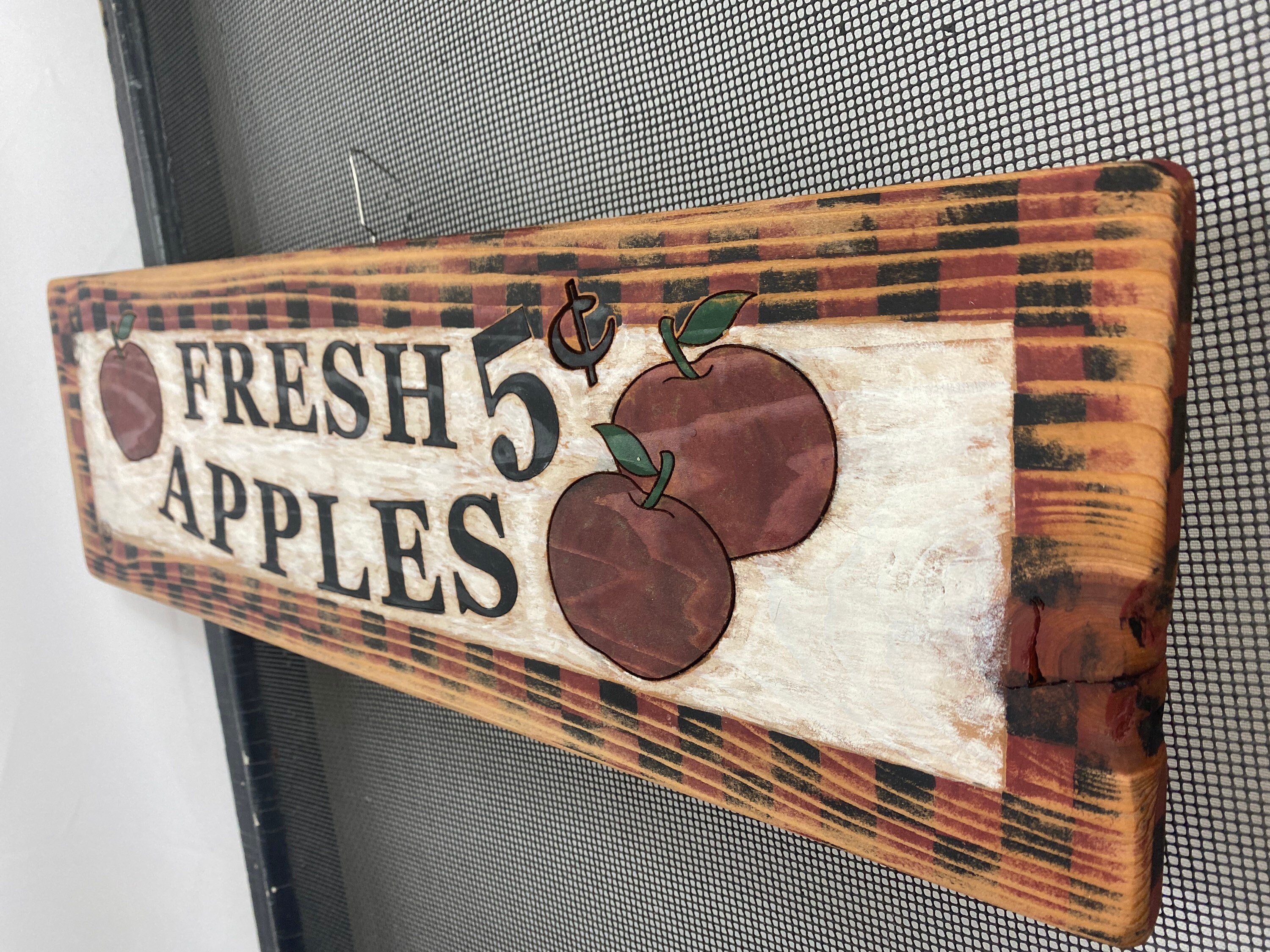 Rustic Wood Apple Sign, Primitive Apple Sign Decor, Apple Wall Hanging ...