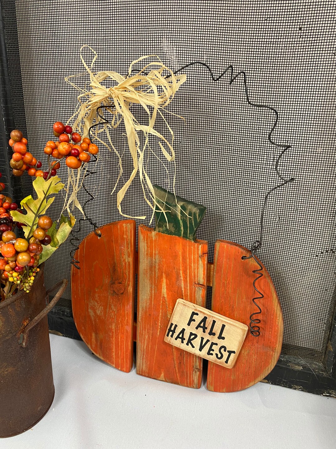 Pumpkin Fall Door Hanger, Farmhouse Pumpkin Decor, Fall Harvest Sign ...