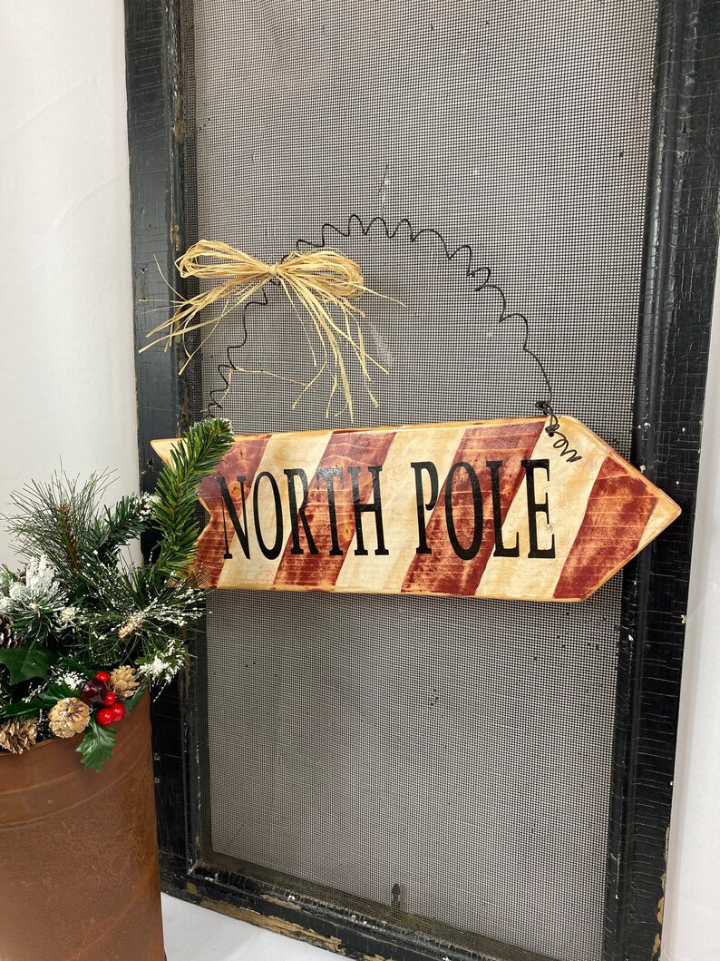 Christmas Front Door Decor, North Pole Sign, Wood Christmas Decor ...