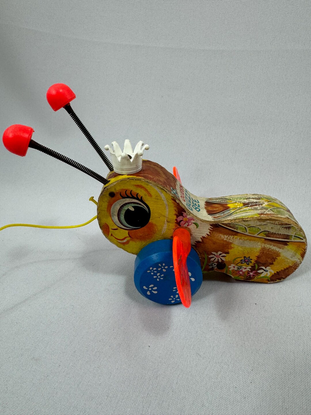 Queen Buzzy Bee Vintage Fisher Price Wood Pull Toy, Old Toddler Pull ...