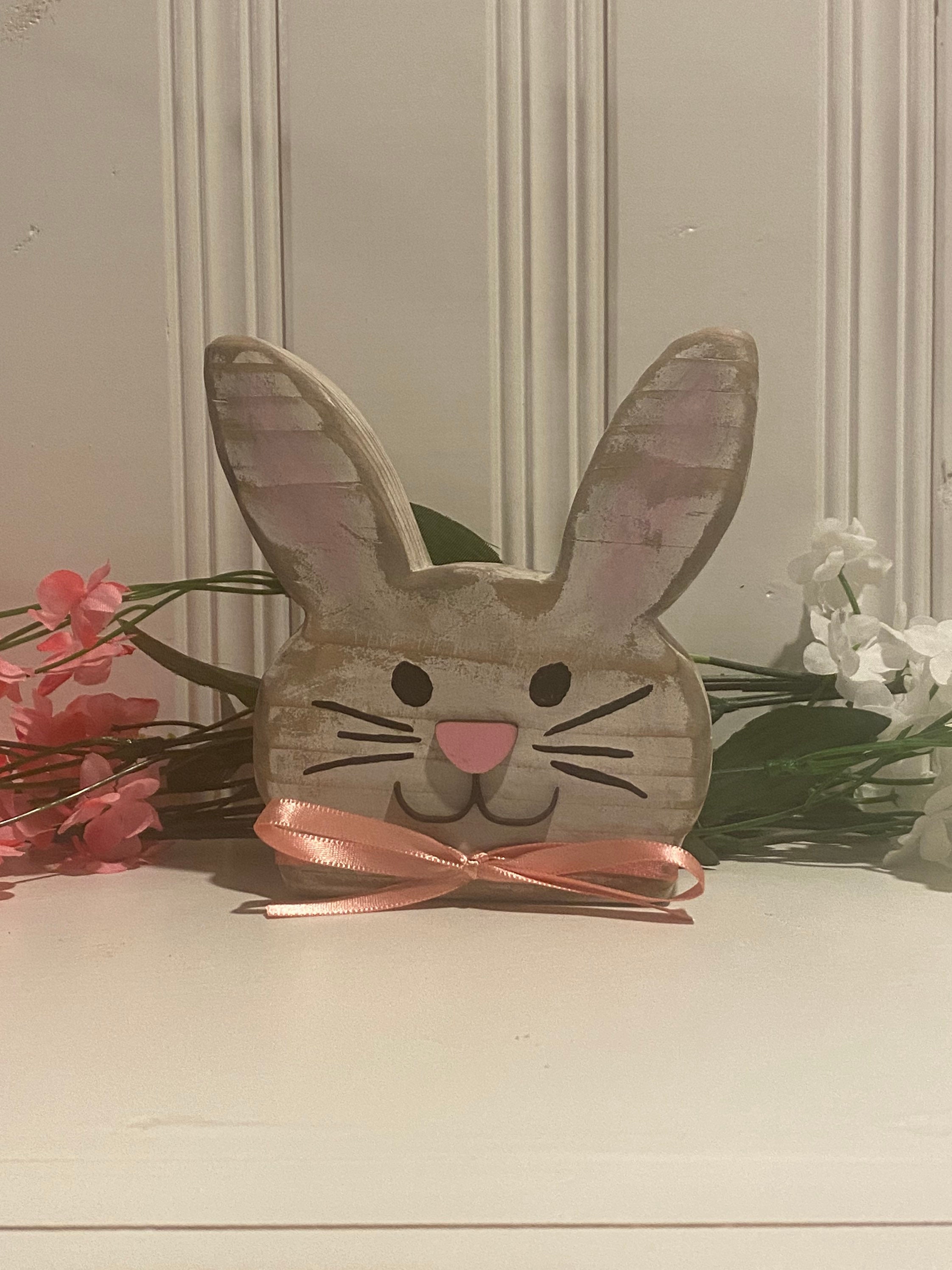 Rustic Wood Bunny Shelf Sitter, Rabbit for Mantel, Spring Tray ...