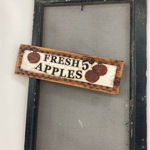Rustic Wood Apple Sign, Primitive Apple Sign Decor, Apple Wall Hanging ...