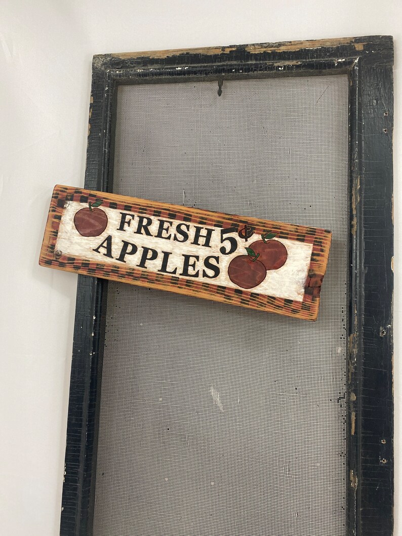 Rustic Wood Apple Sign, Primitive Apple Sign Decor, Apple Wall Hanging ...